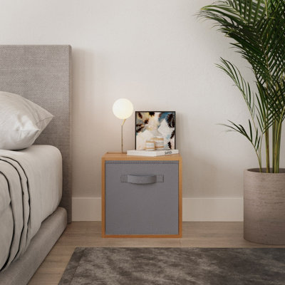 URBNLIVING 30cm Height Beech Cube Unit with Grey Insert