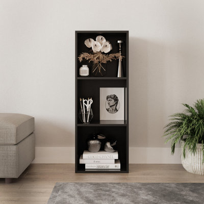 URBNLIVING 30cm Height Black 3 Tier Wooden Bookcase Shelving Display ...