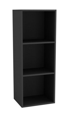 URBNLIVING 30cm Height Black 3 Tier Wooden Bookcase Shelving Display ...
