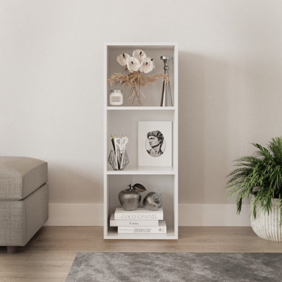 URBNLIVING 30CM HEIGHT WHITE 3 TIER WOODEN BOOKCASE SHELVING DISPLAY ...