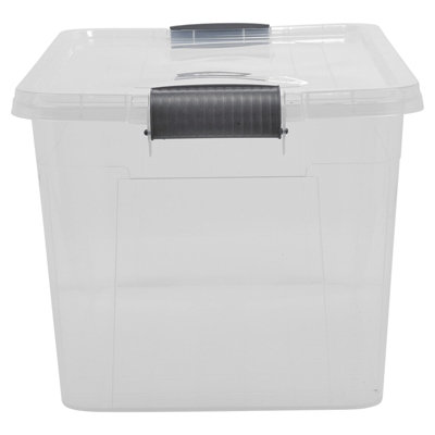 URBNLIVING 30L Clear Plastic Storage Box w/ Lid Rectangular Stackable ...
