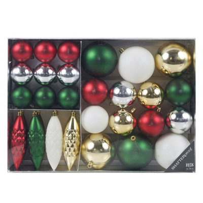 URBNLIVING 31 Pc Christmas Tree Decoration Baubles Set Multi Colour ...