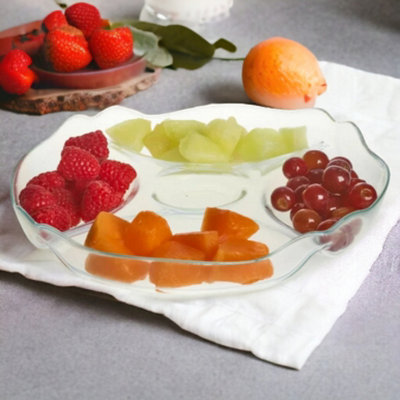 URBNLIVING 31cm Glass Divided Serving Dish Platter