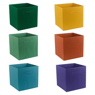 URBNLIVING 31cm Height 6pc Foldable Fabric Cube Storage Boxes ...