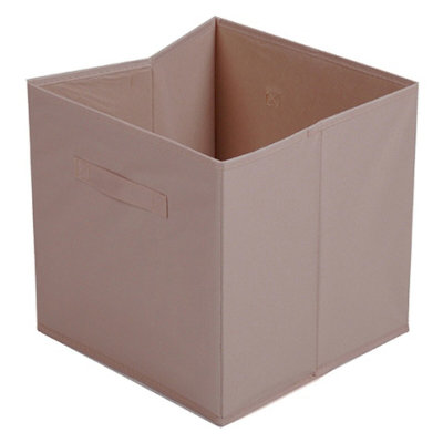URBNLIVING 31cm Taupe Cube Foldable Collapsible Fabric Storage Box ...