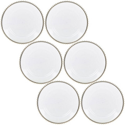 URBNLIVING 32cm Round 6 Pcs Clear Gold Rim Charger Plates Set with ...
