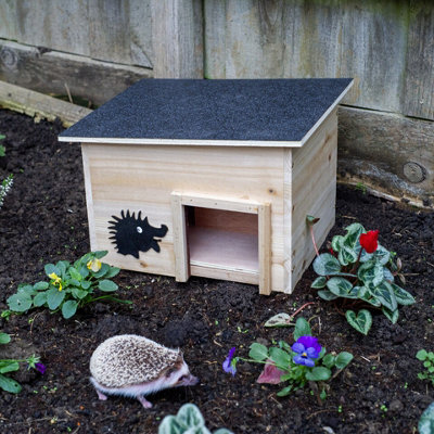 URBNLIVING 32cm Width Wooden Hedgehog Hostel Hibernation House Box with ...