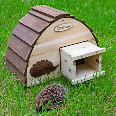 URBNLIVING 32cm Width Wooden Hedgehog Hotel Hibernation House Box with ...