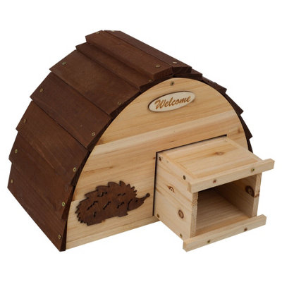 URBNLIVING 32cm Width Wooden Hedgehog Hotel Hibernation House Box with ...