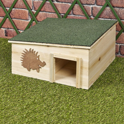 URBNLIVING 32cm Width Wooden Hedgehog House Hibernation House Box with Roof Nature Shelter Home ...