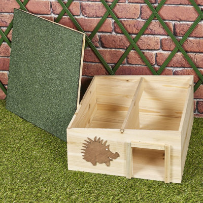 URBNLIVING 32cm Width Wooden Hedgehog House Hibernation House Box with ...