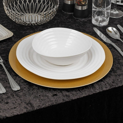 URBNLIVING 33cm Christmas Dinner Charger Plates Metallic Set Of 12 Gold ...
