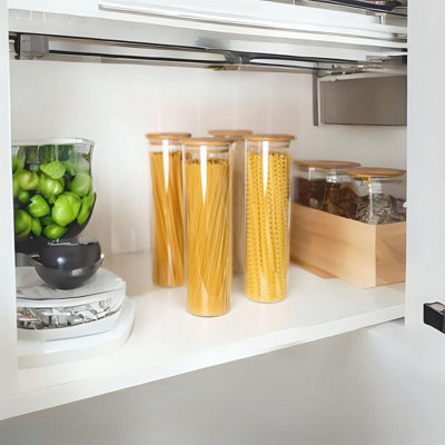URBNLIVING 33cm Height 2L Tall Spaghetti Glass Storage Jars