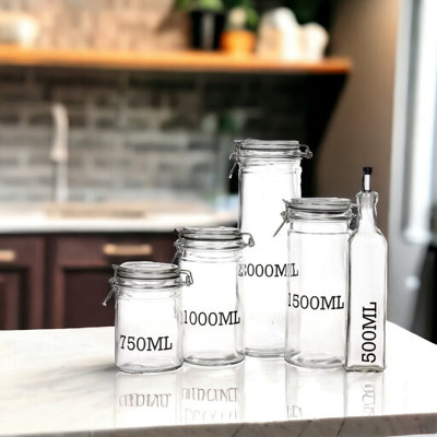 URBNLIVING 34cm Height Large Glass Storage Jar With Air Tight Sealed ...