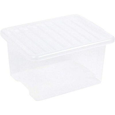 URBNLIVING 35 Litre Clear Container Plastic Storage Box With Clip Lid ...