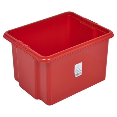 URBNLIVING 35 Litre Red Plastic Home Storage Stackable Container Box ...