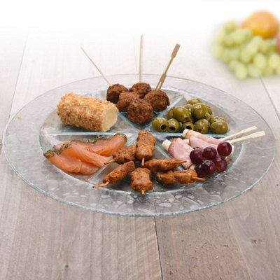 URBNLIVING 35cm WIdth 6 section Glass Condiments Snacks Appetizer Plate ...