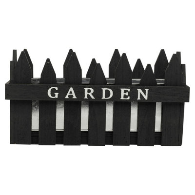URBNLIVING 35cm Width Black Mini Wooden and Metal Flower Box Fence ...