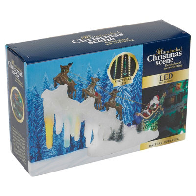 URBNLIVING 36cm Width Illuminated Christmas Scene Santa & Reindeer ...