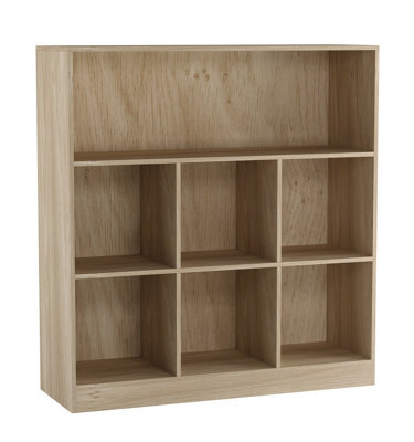 URBNLIVING 37CM HEIGHT WIDE OAK WOODEN 7 CUBE BOOKCASE SHELVING DISPLAY ...