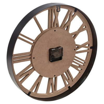 URBNLIVING 40cm Diameter Wood & Black Metal Mural Clock Extra Large ...