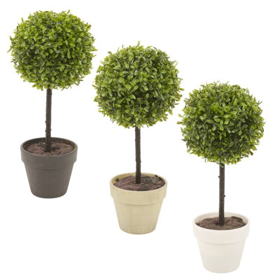 URBNLIVING 40cm Height Stone Colour Potted Buxus Box Ball Plant ...