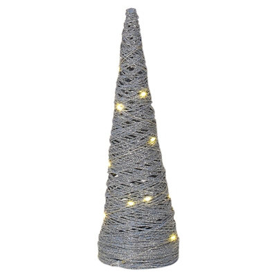 URBNLIVING 40cm LED Light Up Christmas Tree Silver with Glitter Single ...