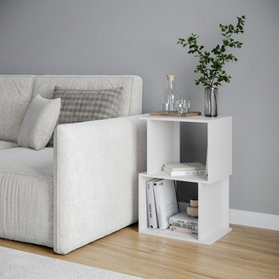 URBNLIVING 40cm Width White 2-Tier Bookcase Irregular Storage Shelf ...