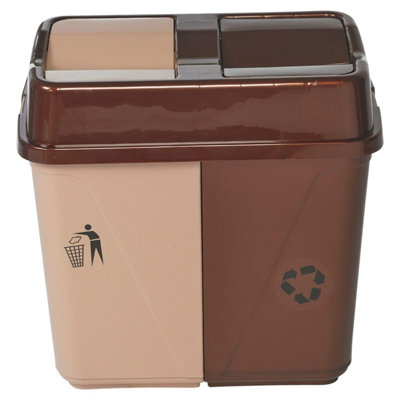 URBNLIVING 40L Duo Kitchen Bin Waste Garbage Can 2 Compartments With ...