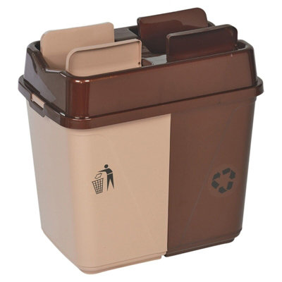URBNLIVING 40L Duo Kitchen Bin Waste Garbage Can 2 Compartments With ...