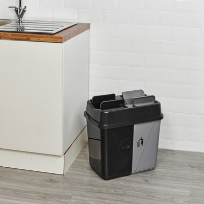 URBNLIVING 44cm Height 40L Kitchen Bin Waste Garbage Can 2 Compartments ...