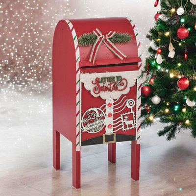 URBNLIVING 44cm Height Christmas Xmas Wooden Letter Mail Box Santa ...