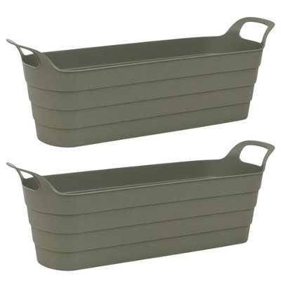 URBNLIVING 44cm Width 2 Pcs Herb Pots with Handles Plastic Flexi ...