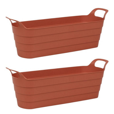 URBNLIVING 44cm Width 2 Pcs Herb Pots with Handles Plastic Flexi ...