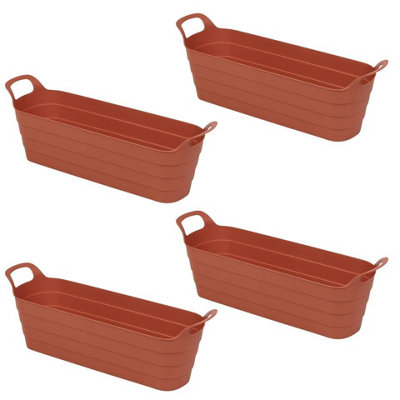 URBNLIVING 44cm Width 4 Pcs Herb Pots with Handles Plastic Flexi ...