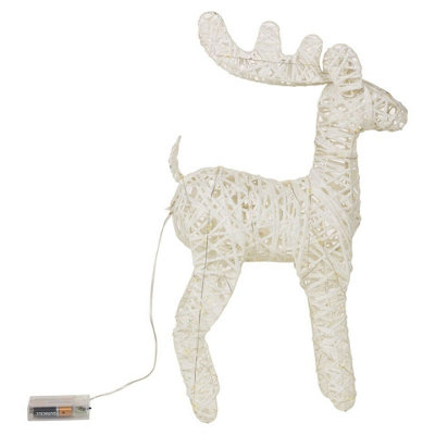 URBNLIVING 45cm Height LED Light Up Reindeer Plastic Rattan Wire Frame ...