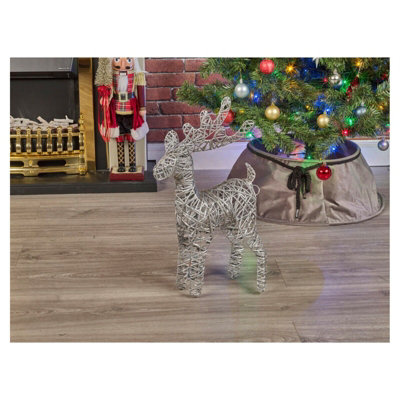 URBNLIVING 45cm LED Light Up Reindeer Silver Plastic Rattan Wire Frame ...