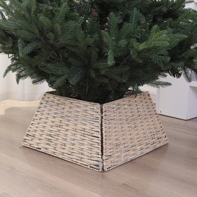URBNLIVING 47cm Square Christmas Tree Skirt Rope Design Decorative ...
