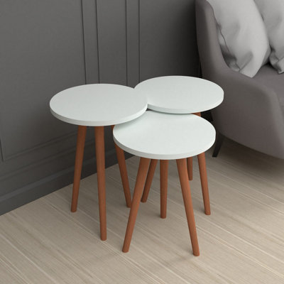 URBNLIVING 49cm Height 3 Pcs White Wooden Nesting Side Tables With ...