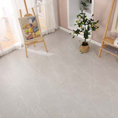 URBNLIVING 4m Square Marble Effect Vinyl Floor Tiles Edgecomb Grey ...