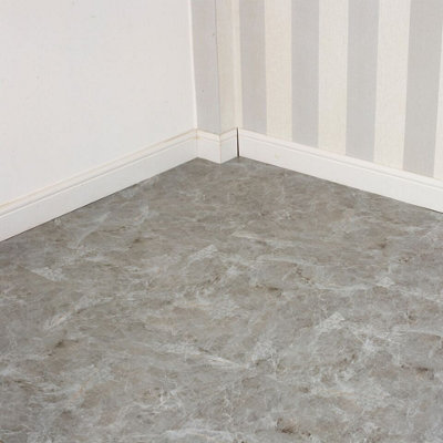 URBNLIVING 4m Square Marble Effect Vinyl Floor Tiles Grey colour Self ...