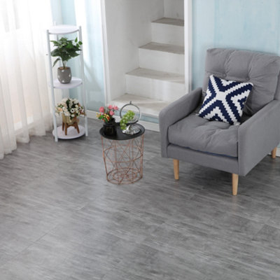 URBNLIVING 4m Square Marble Effect Vinyl Floor Tiles Grey Wood colour Self Adhesive Flooring Planks Lino