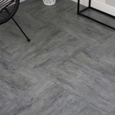 URBNLIVING 4m Square Marble Effect Vinyl Floor Tiles Slate Grey Colour ...