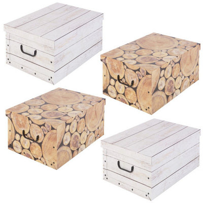 URBNLIVING 4pcs Collapsible Storage Boxes Handles Underbed Cardboard ...