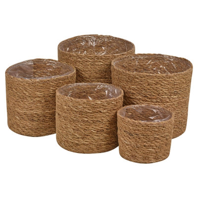 URBNLIVING 5 Pcs Set Woven Seagrass Plant Pot Planter Nesting Display ...