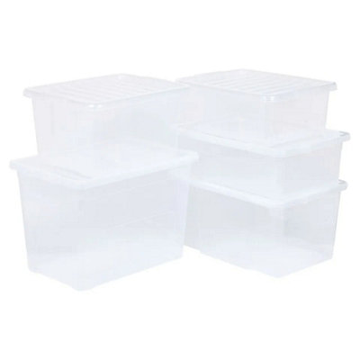 URBNLIVING 50 Litre Clear Container Plastic Storage Box With Clip Lid ...