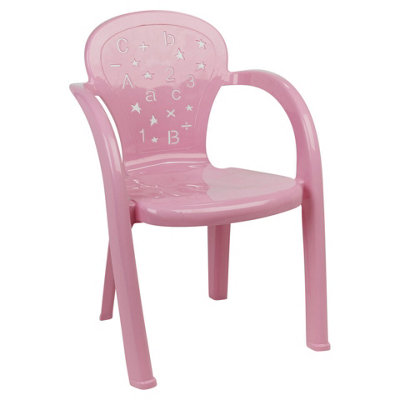 URBNLIVING 50cm Height 2 Pcs Pink Coloured Stackable Plastic Chairs for ...