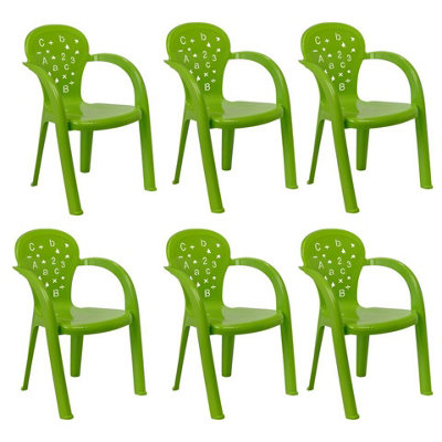 URBNLIVING 50cm Height 6 Pcs Green Coloured Stackable Plastic Chairs ...
