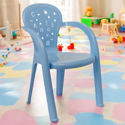 URBNLIVING 50cm Height Blue Coloured Stackable Plastic Chairs for Kids ...