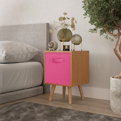 URBNLIVING 50cm Height Dark Pink 1-Drawer Cube Shelving Unit with ...